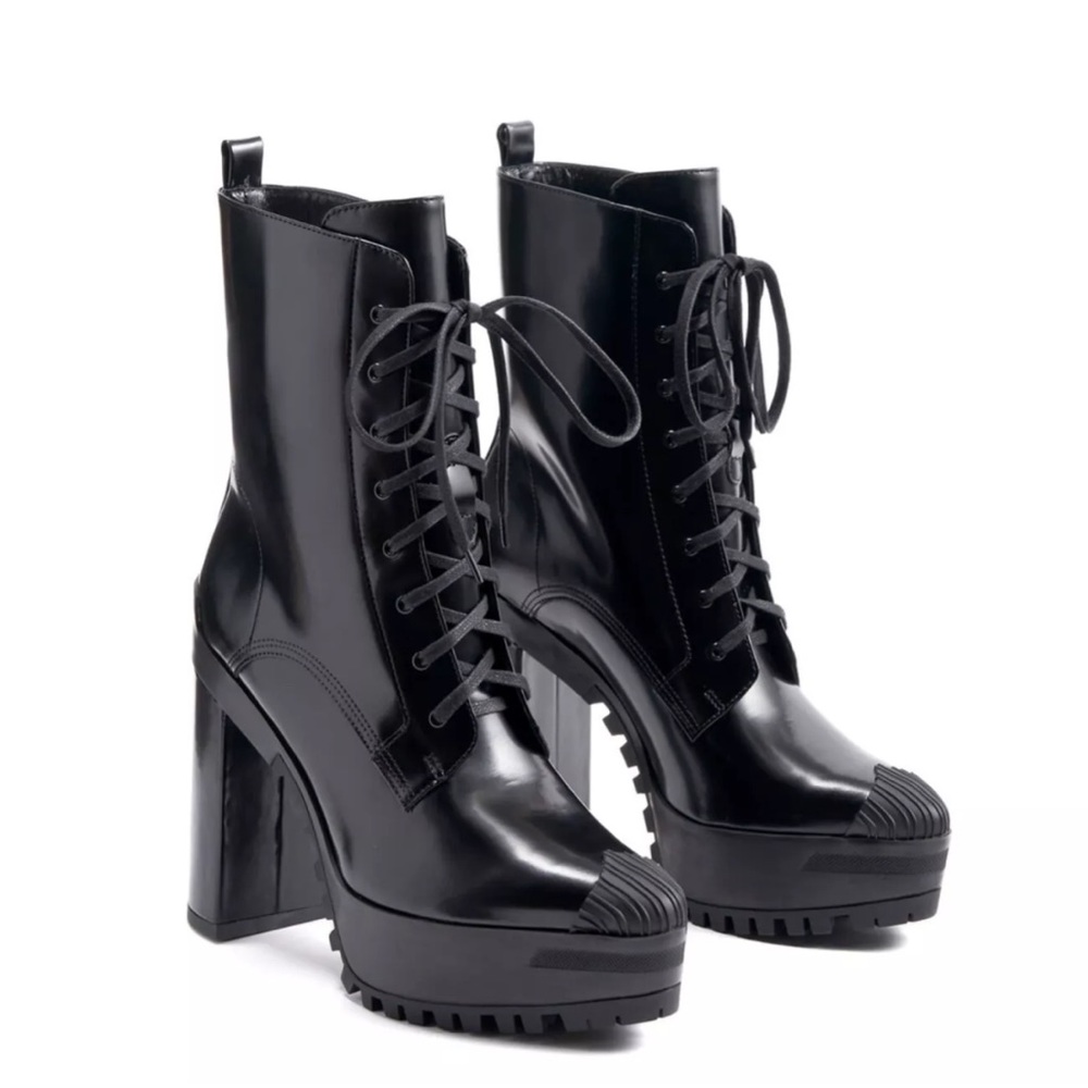 New Schultz Cassandra Platform Black Leather Boots Si… - Gem